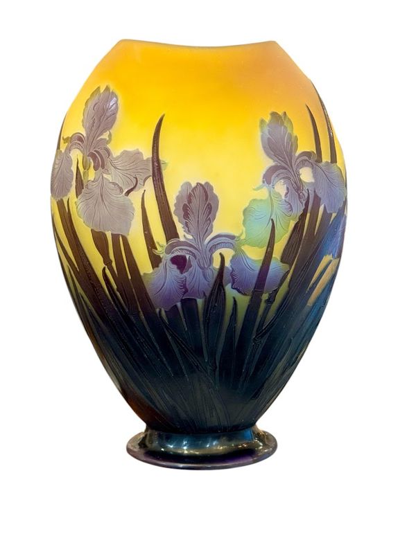 Emile Gallé Vase „Aux Iris“ – Jugendstil-Antiquitäten